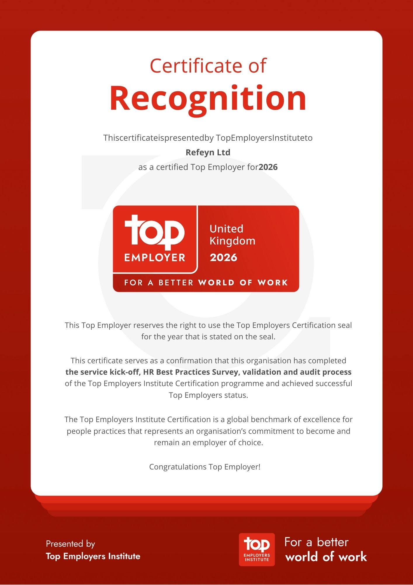 Refeyn Ltd recognized as a Top Employer for 2026 in the UK - Refeyn